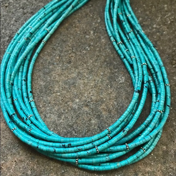 Jewelry | Ss Multi Strand Turquoise Bead Necklace 2 Inch | Poshmark